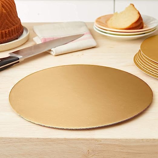 Crumble Crave Cake Base with Golden Glossy Finish-Round Cardboard|10 ...