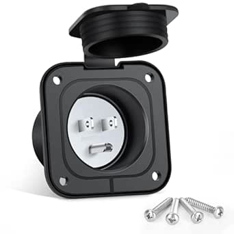Amazon.com: Rvhouse 15 Amp Flanged Inlet 125V NEMA 5-15 RV Shore Power ...