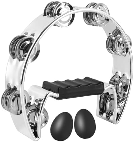 Amazon.com: EastRock Double Row Tambourine,Metal Jingles Hand Held ...