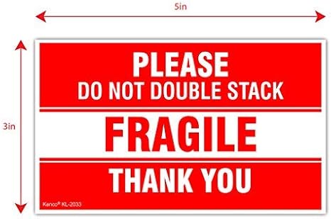Amazon.com: Kenco 3" X 5" Please Do Not Double Stack Fragile Thank You ...