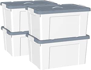 Cetomo 90L*4 Storage Boxes, Carry Plastic Storage Box with Lids, Organizing Container with ...