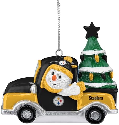Amazon.com: FOCO Pittsburgh Steelers NFL Snowman in a Truck Ornament ...