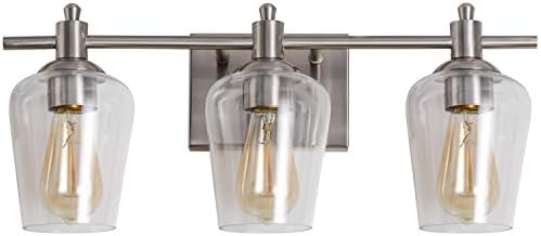 LUENDE 3-Light Bathroom Light Fixtures, Modern Wall Sconces with Clear ...