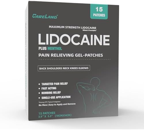 Amazon.com: CARELAND 4% Lidocaine Patches Plus 1% Menthol 15 Count Pain ...