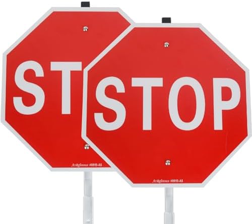 AzReference Stop Sign with Stake (2 Pack) - 12 x 12 Inches Street Road ...