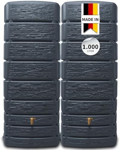 4rain Slim Stone Decor Regentonne Wandtank-Set 1000 Liter Graphite Grey ...