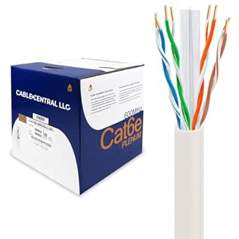 Amazon.com: Cable Central LLC 1000Ft Cat.6 Solid Cable Plenum w/Spline ...