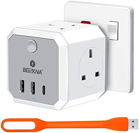 Double Plug Adaptor UK, TESSAN Surge Protected 2 Way Plug Adapter with ...