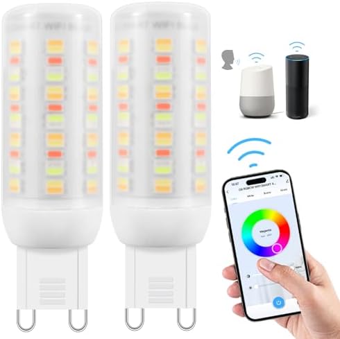 I-SHUNFA Wi-Fi RGBCW Smart G9 LED Bulbs,Compatible with Alexa/Google ...