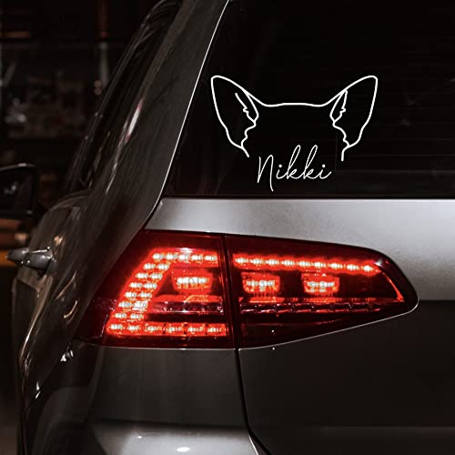 Amazon.com: Pesonalized Dog Ears Car Decal - Custom Dog's Name Decal ...