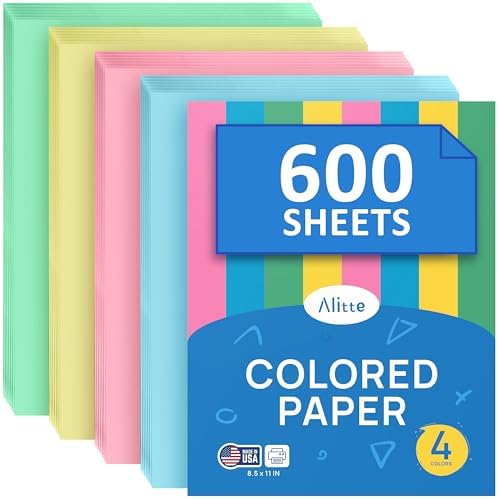 Amazon.com: Alitte Colored Paper 8.5 x 11 - Copy Paper, 600-Pack Letter ...