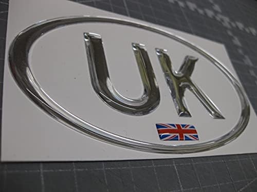 100mm UK Car Oval Gel Domed Sticker Sticker/Decal - Retro - CHROME on ...