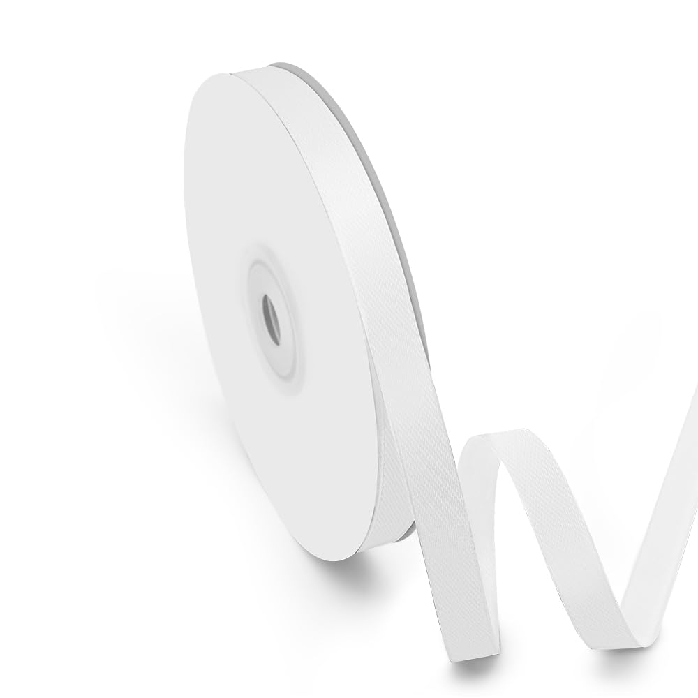 Amazon.com: Isaspire 3/8" Width x 50 Yards Satin Fabric Ribbon, White ...