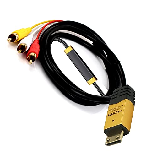 Mini HDMI to RCA Cable 6FT with IC, HDMI Male to 3-RCA AV Cable Video ...