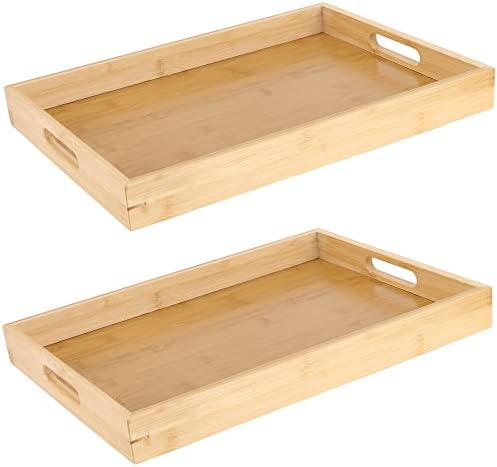 Large Wooden Trays for Serving, Bamboo Serving Tray with handles for ...
