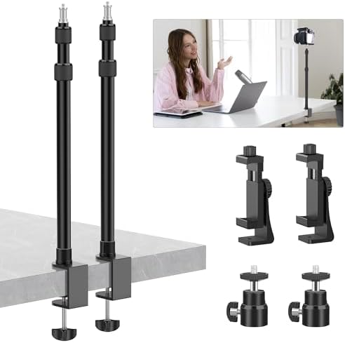 Amazon.com: 2 Pack Camera Desk Mount with 1/4" 3/8" Screws Ball Head ...