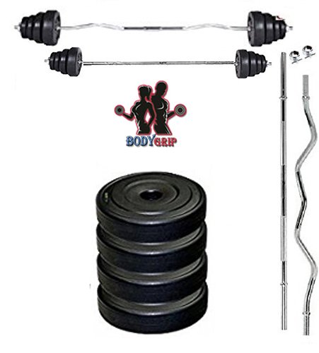 Buy BODYGRIP 20 Kg Weight Set+ 5 Ft Rod + 3 Ft Curl Rod Online at Low ...
