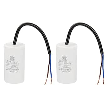 PATIKIL CBB60 20uf Running Capacitor,2Pcs AC 450V 2 Wires 50/60Hz Cylinder 72x40mm for Water ...