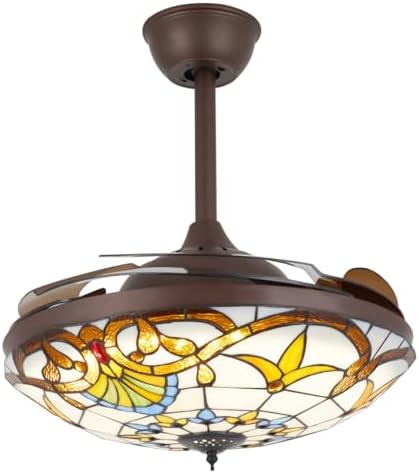 Amazon.com: LOYALHEARTDY Tiffany Ceiling Fans with Lights and Remote 42 ...