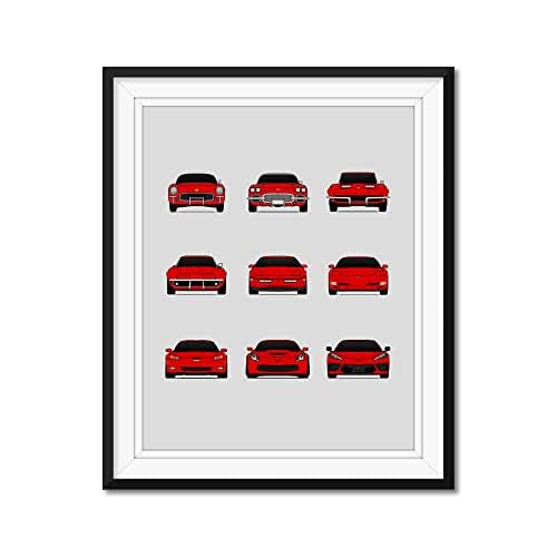 Amazon.com: Custom Car Posters History of Chevy Corvette Generations ...