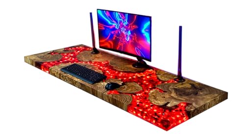 Burning Table of Wood and Epoxy Fire Lava, Quartz Stone Table ...