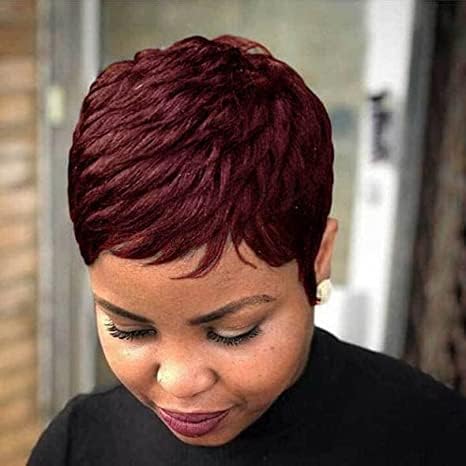 Amazon.com : DOcute Short Burgundy Pixie Cut Wigs for Black Women Pixie ...