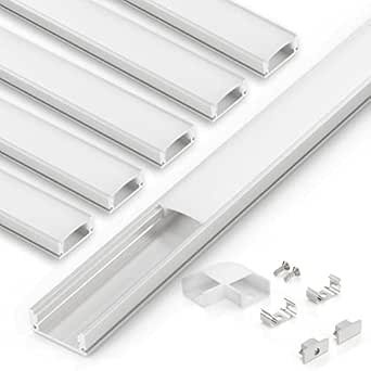 RKSON U Shape LED Channel - 6 Pack 3.3FT/1M LED Diffuser Channel with ...