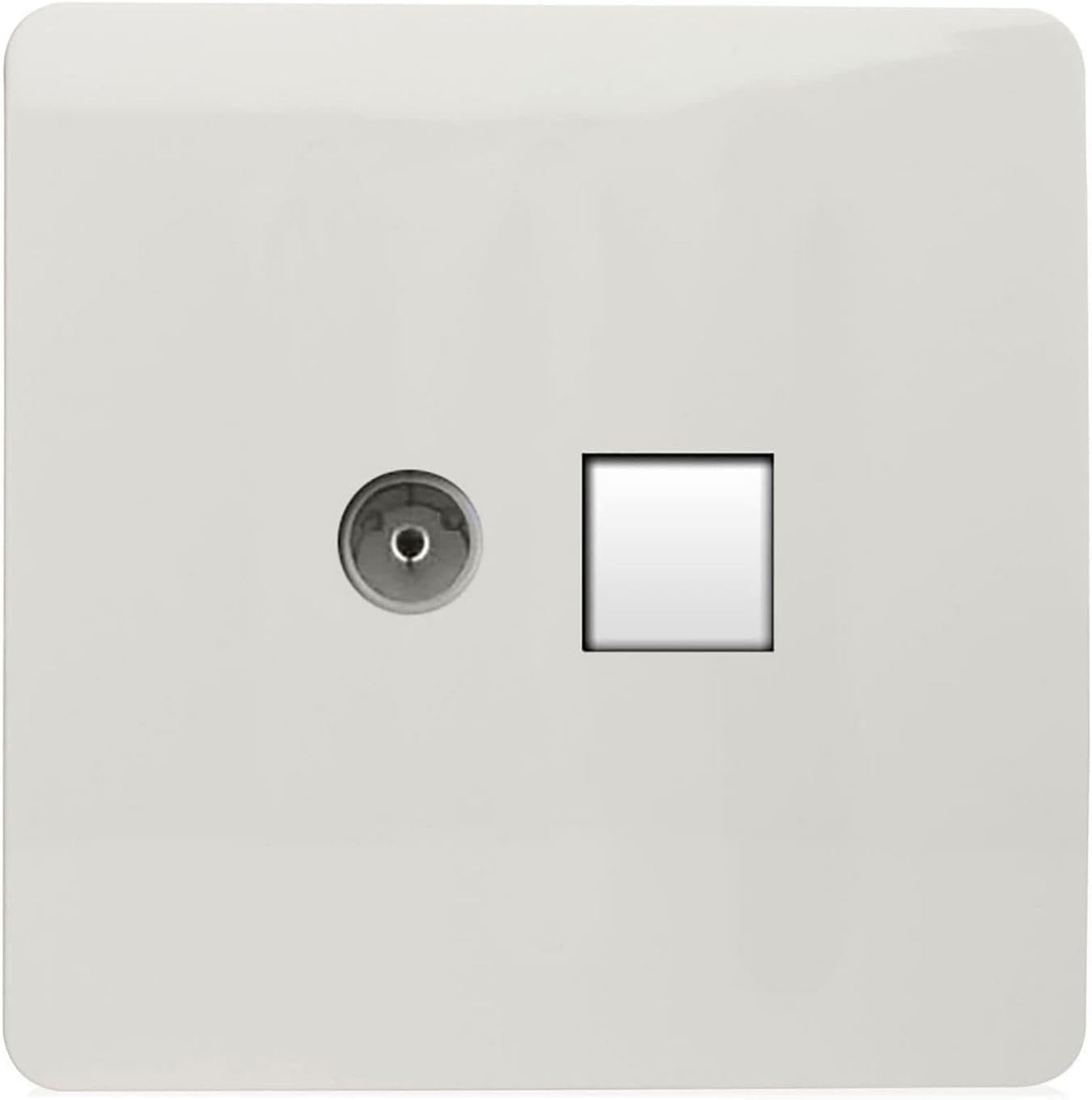 Trendi Spare FACEPLATE for TV Co-axial + RJ45 Cat 5e/6 PC Ethernet ...