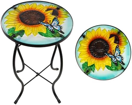 Amazon.com: Weibefee Butterfly Sunflower Small Patio Table,Outdoor Side ...