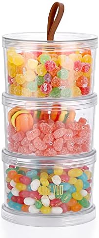 SUMTree 3 Tier Decorative Round Storage Jars with Lids Clear Stackable ...