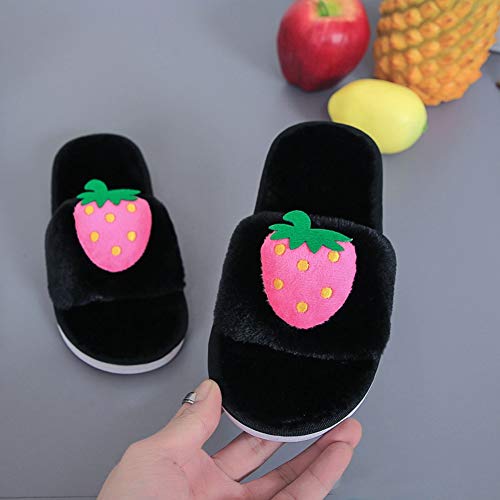 Girls Fuzzy Slippers Soft Plush Open Toe Fluffy Toddler House Slippers ...