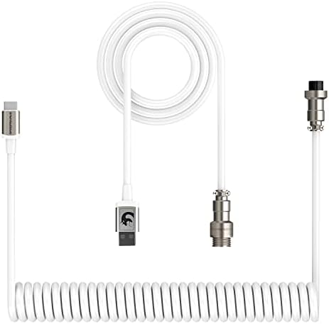 Twozoh USB C Mechanical Keyboard Coiled Cable, Braided Double Sleeved ...