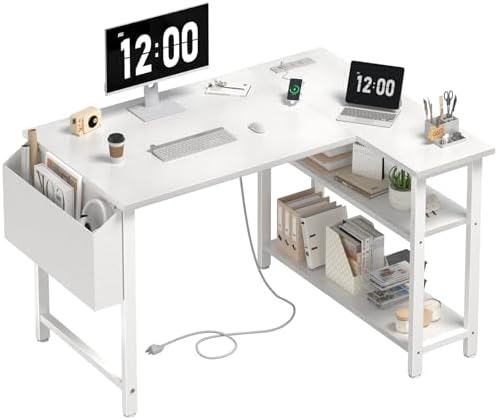 Amazon.com: SEDETA White Corner Desk, Reversible 45.3” Small Computer ...