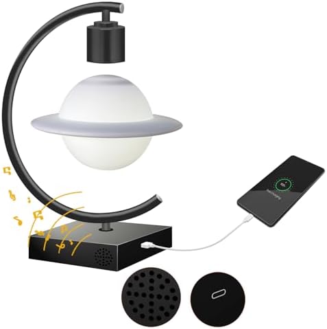 Floatidea Magnetic Floating Saturn Lamp with Bluetooth Speaker 5.0 Type C Charger 18W Fast USB C ...