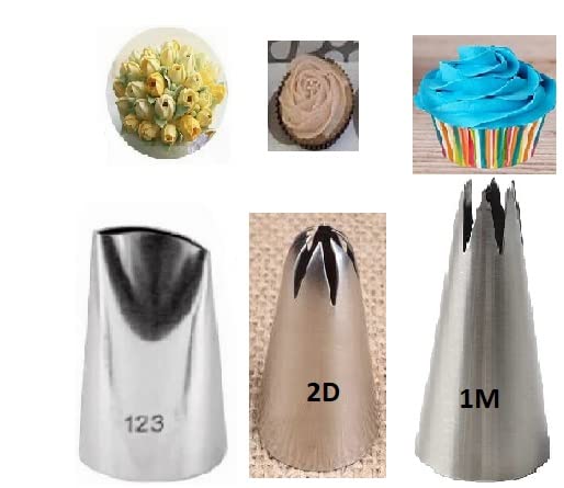 Buy Rvs 2D+1M+123 Icing Nozzle DIY Cream Rose Flower Piping Nozzles ...