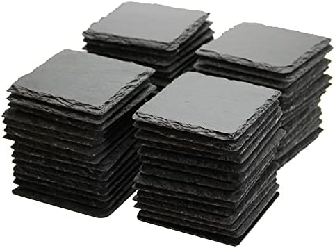 Amazon.com: 60 PCS Slate Coasters Bulk, MAPRIAL 4 Inch 20PCS Black ...