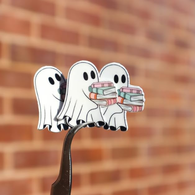 Amazon.com: 3pcs small ghost holding book stickers - Cartoon book ...
