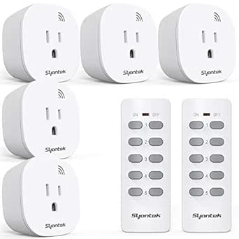 Syantek Remote Control Outlet Wireless Light Switch for Household ...