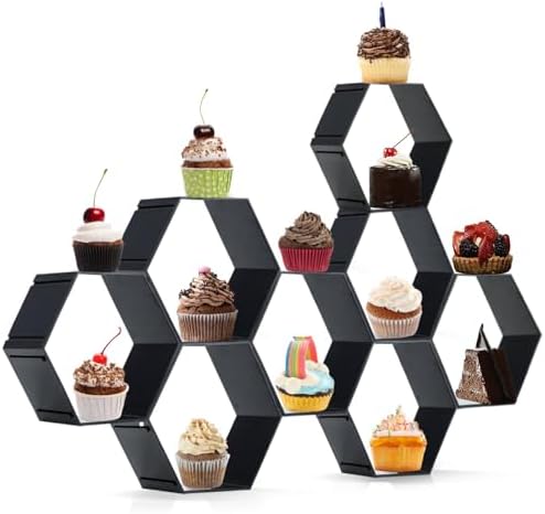 Amazon.com: Kigley 8 Pcs Mini Honeycomb Cupcake Stand Wooden Hexagon ...
