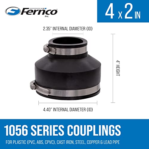 Snapklik.com : Fernco 1056-42 4-in. X 2-in. Flexible PVC Pipe Coupling ...