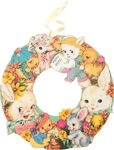 Amazon.com: Primitives by Kathy - Happy Easter Wreath, Vintage Inspired ...