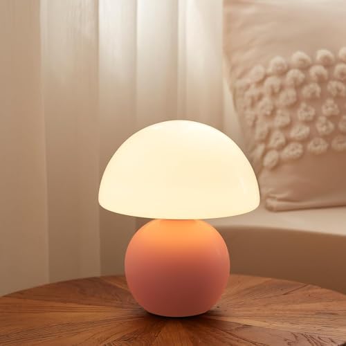 Dawnwake Ceramic Mushroom Table Lamp Small,Bedside Nightstand Glass ...