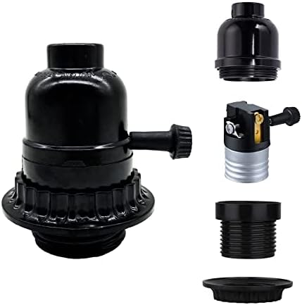 B&P Lamp® Turn-Knob 3-Way Phenolic Socket, Med. Base, has threaded ...