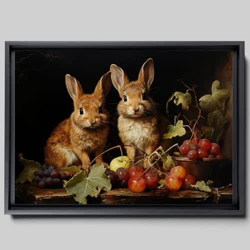 Amazon.com: Three Rabbits Framed print print Print on Canvas in Wide ...