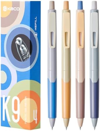 Kaco K9 Gel Pens 0.5mm Fine Point 4 Pieces Black Ink Garden Party Style ...