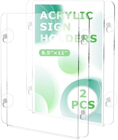 Amazon.com: Trasylph Acrylic Window Sign Holder 8.5×11 Inch with 4 ...