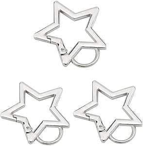 Amazon.com: 3Pc Silver Exquisite Star Carabiner Hook Clip Key Holder ...