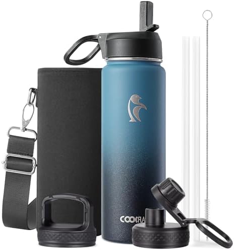 Amazon.com: Coolflask Water Bottle 24 oz Insulated with Straw ...