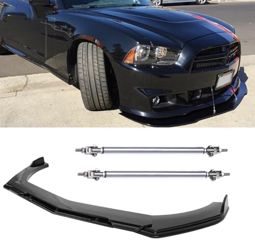 Amazon.com: Front Bumper Lip Splitter Spoiler + Strut Rods Bright ...