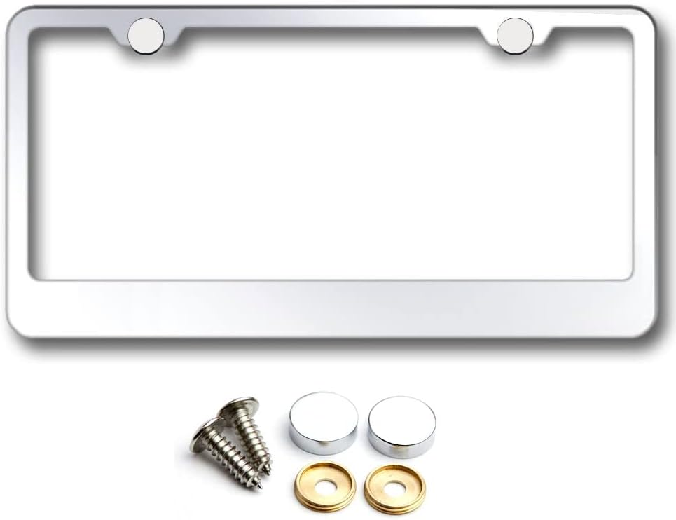 Amazon.com: 100% Stainless Steel Mirror Polished License Plate Frame ...